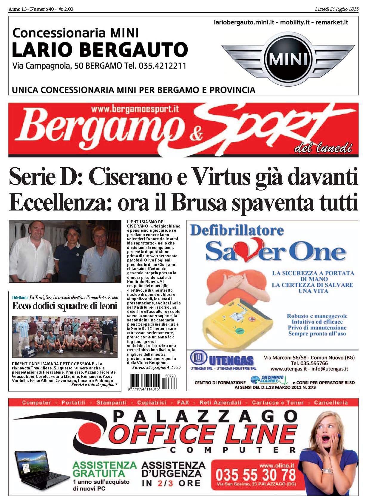 Bergamo & Sport oggi in edicola: 13 presentazioni, il calciomercato ...