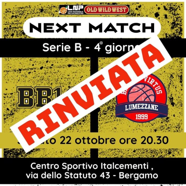 Rinviata la partita di stasera del Bergamo Basket « Bergamo e Sport