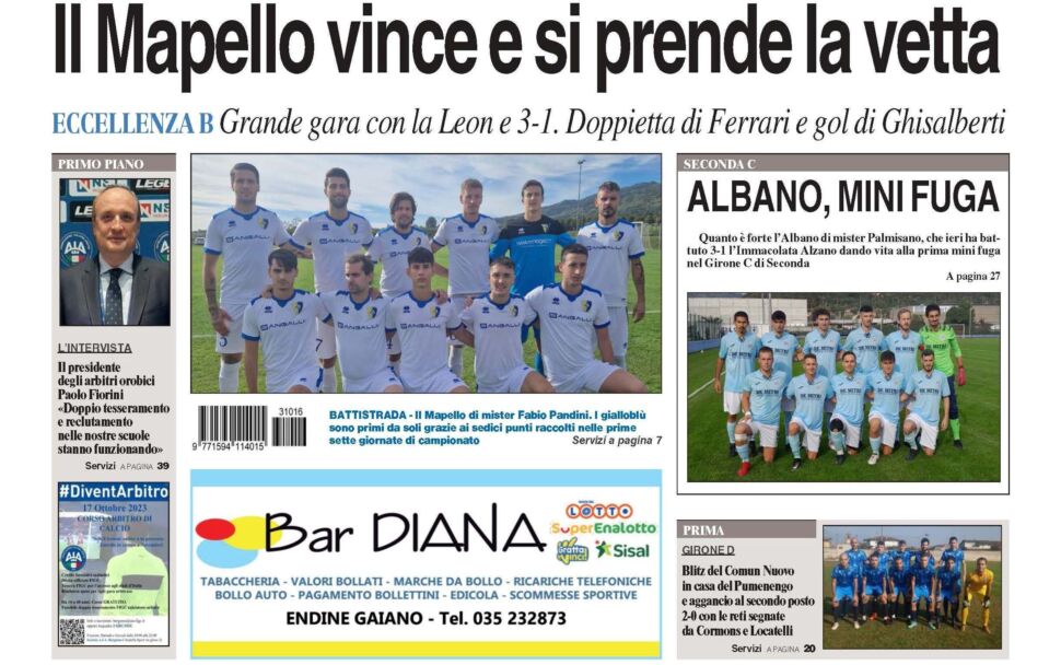 Bg & Sport in edicola: applausi al Mapello, all’Albano, al Comun Nuovo ...