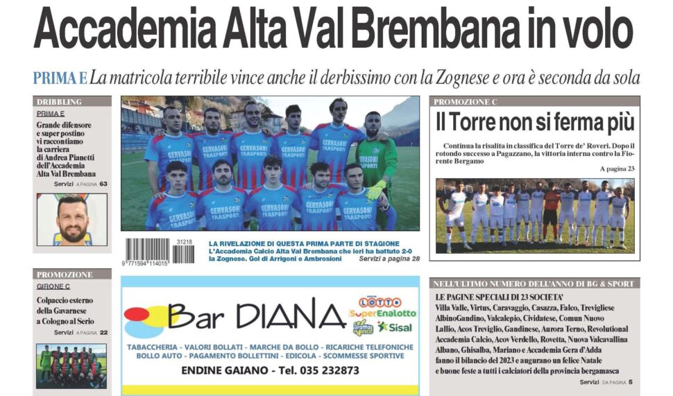 Numero extralarge di Bg & Sport con le pagine degli auguri di 23 ...